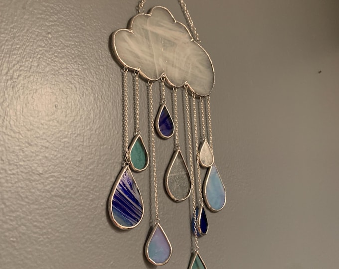 Stained Glass Raindrop Ornament Charm, Window Hanging, Wall Hanging ...