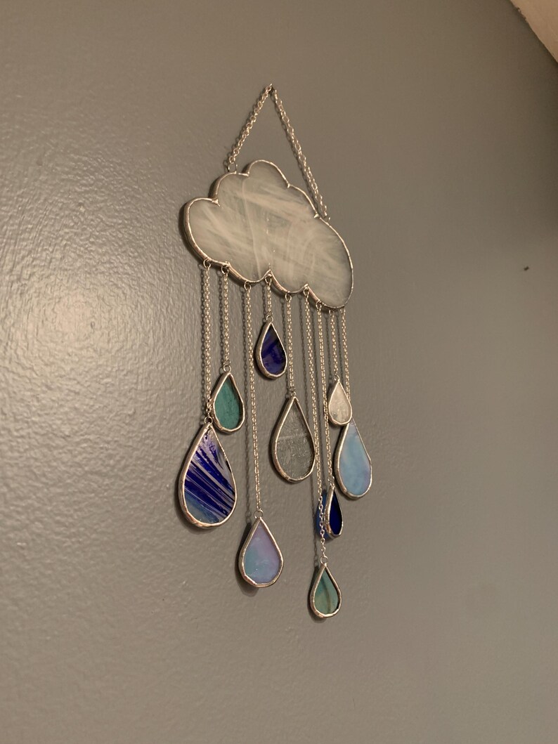 Rainy Day Rain Clouds and Rain Drops Window Art Stained Glass - Etsy