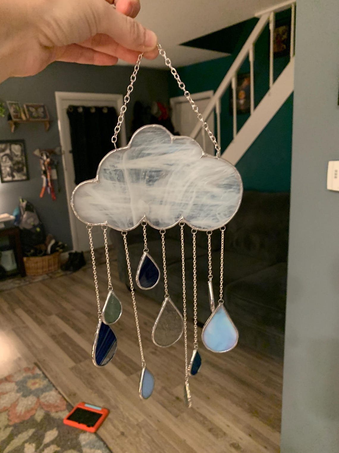 Rainy Day Rain Clouds and Rain Drops Window Art Stained Glass - Etsy