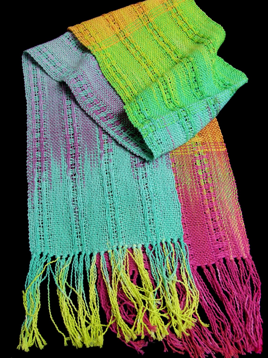 Organic Cotton Rainbow Hand Woven Scarf Hand Dyed Cotton Handwoven ...
