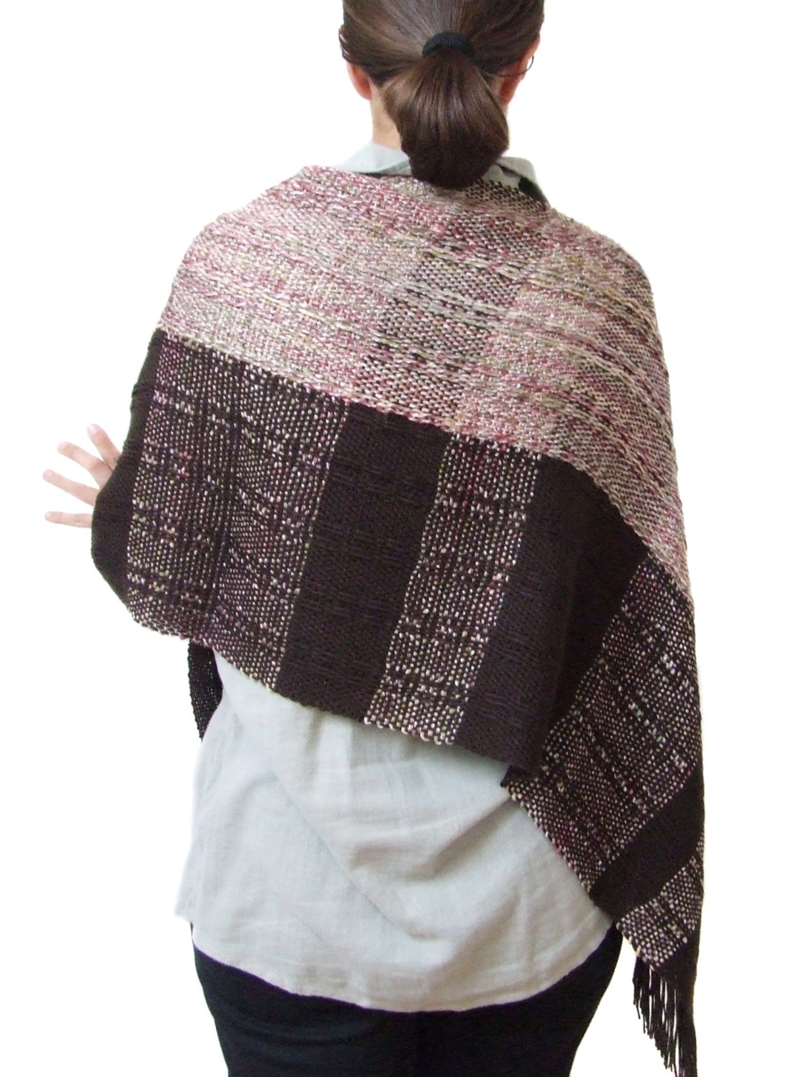 Handwoven Poncho Shawl Women Wool Cape Large Wool Shawl Brown Shawl ...