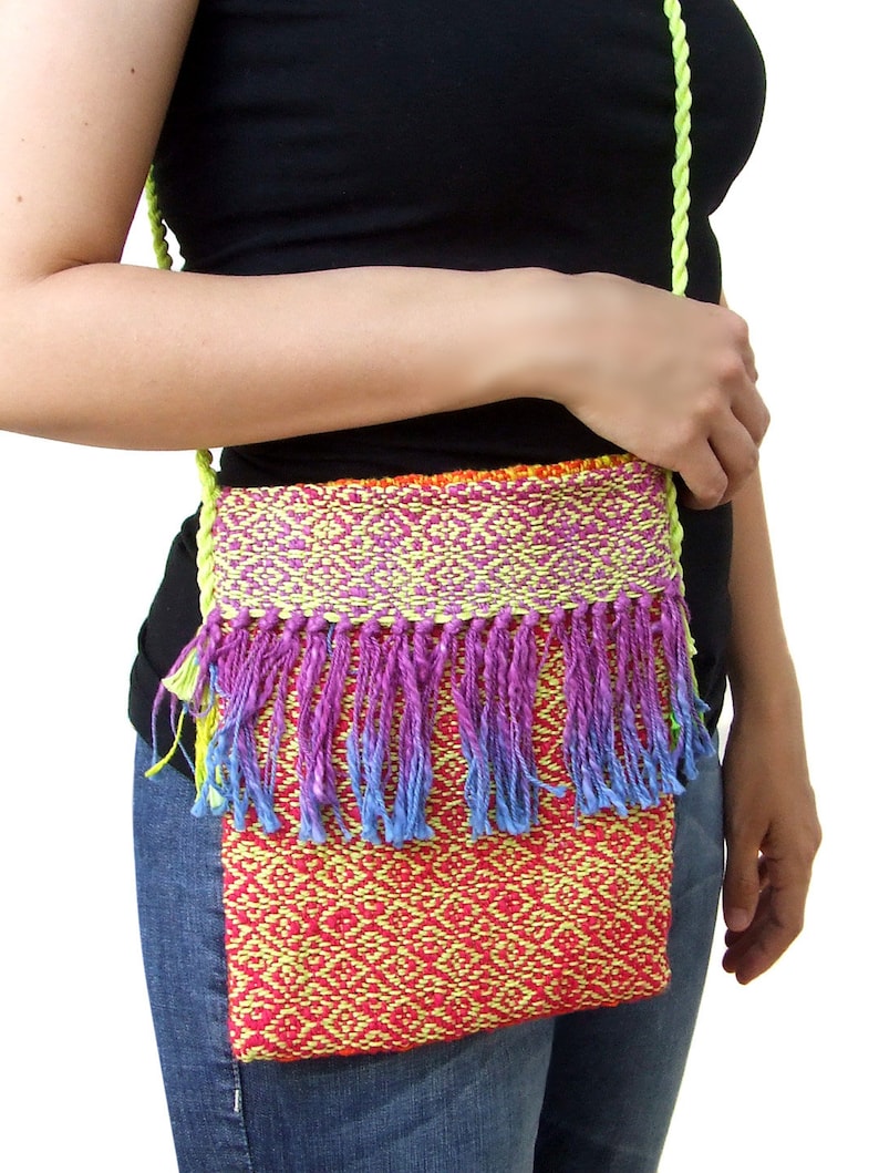 Handwoven Purse. Hand Dyed Cotton. Rainbow. Satin Lining. OOAK - Etsy