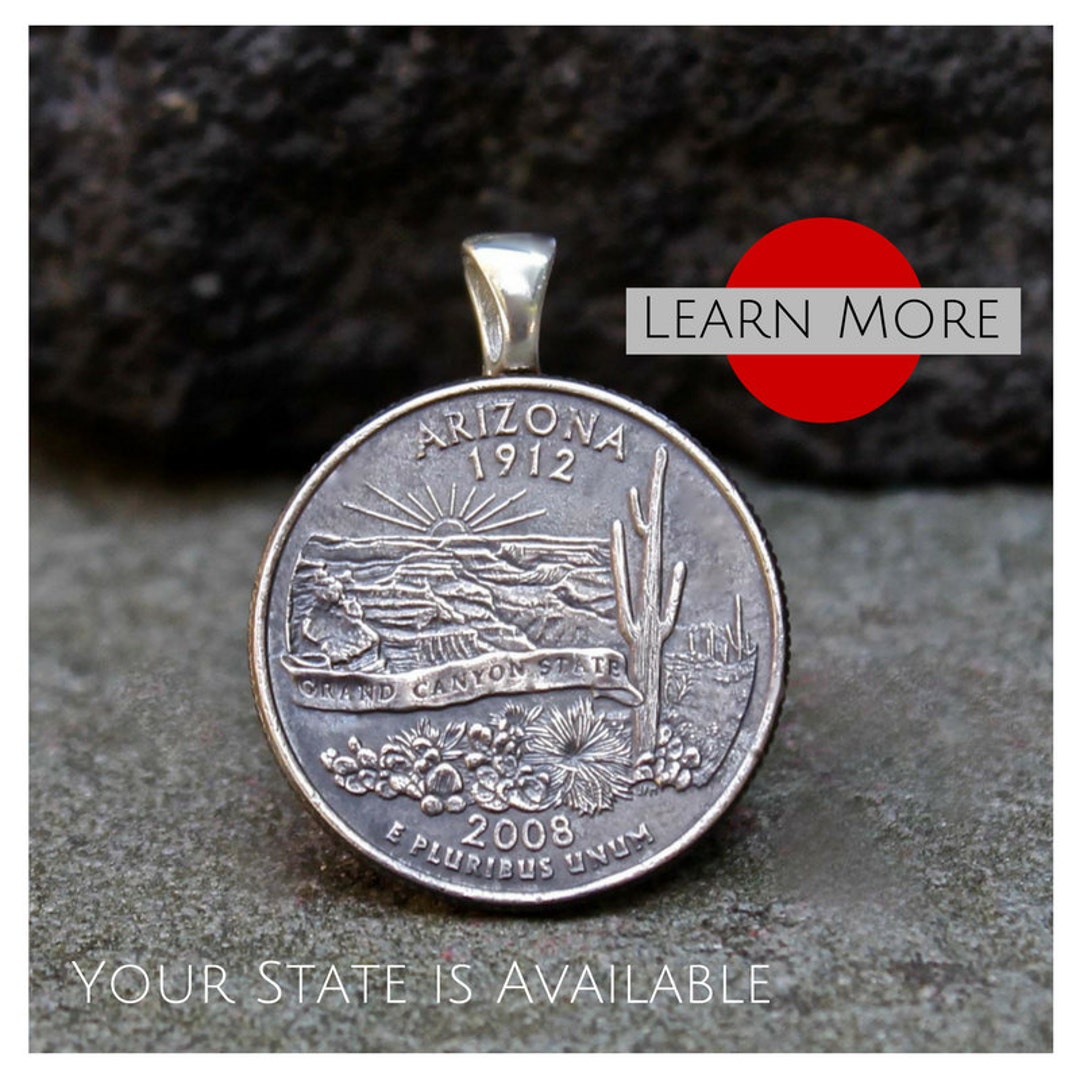 Arizona Necklace – Coin Pendant Made From Authentic State Quarter ...