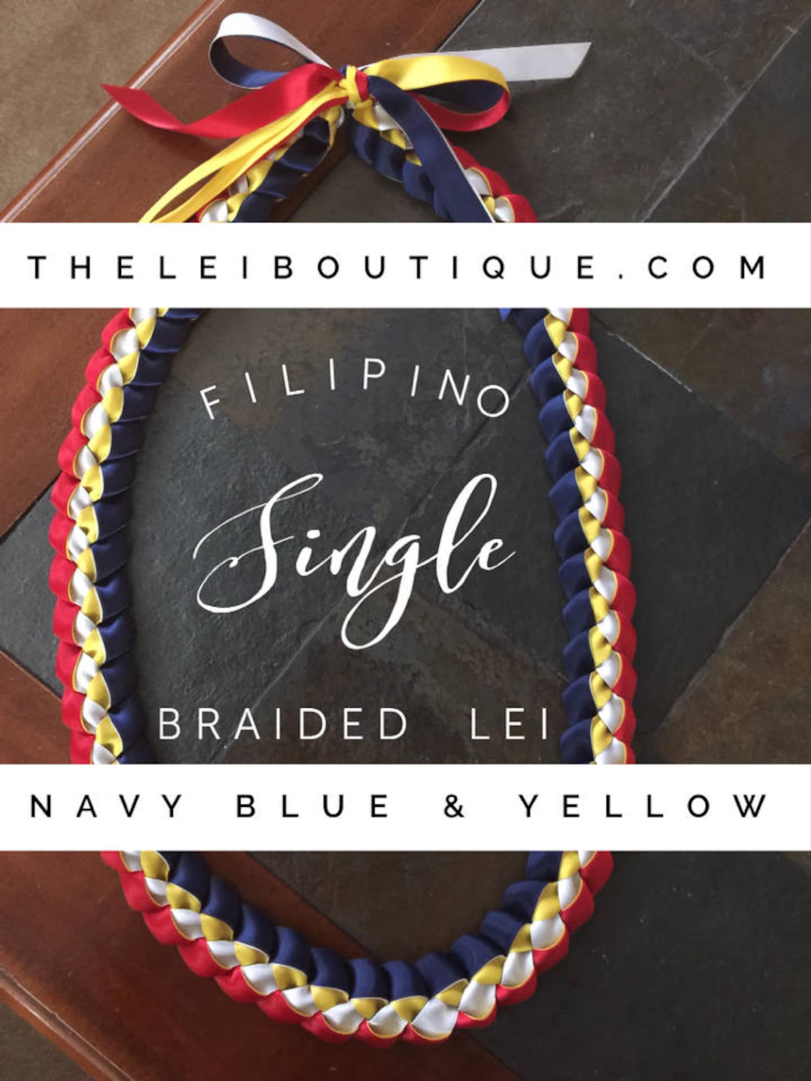 Graduation Lei Filipino Lei Single Braided Ribbon Lei Navy - Etsy
