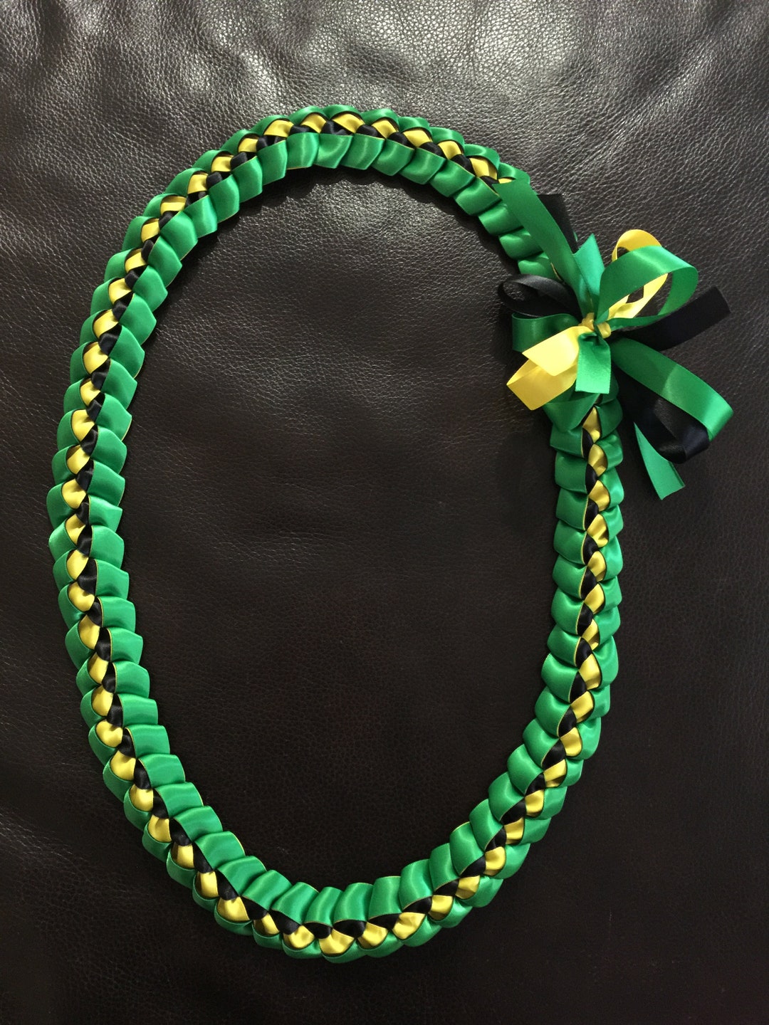 Graduation Lei Jamaican Lei Green Yellow Black Handmade With Satin ...