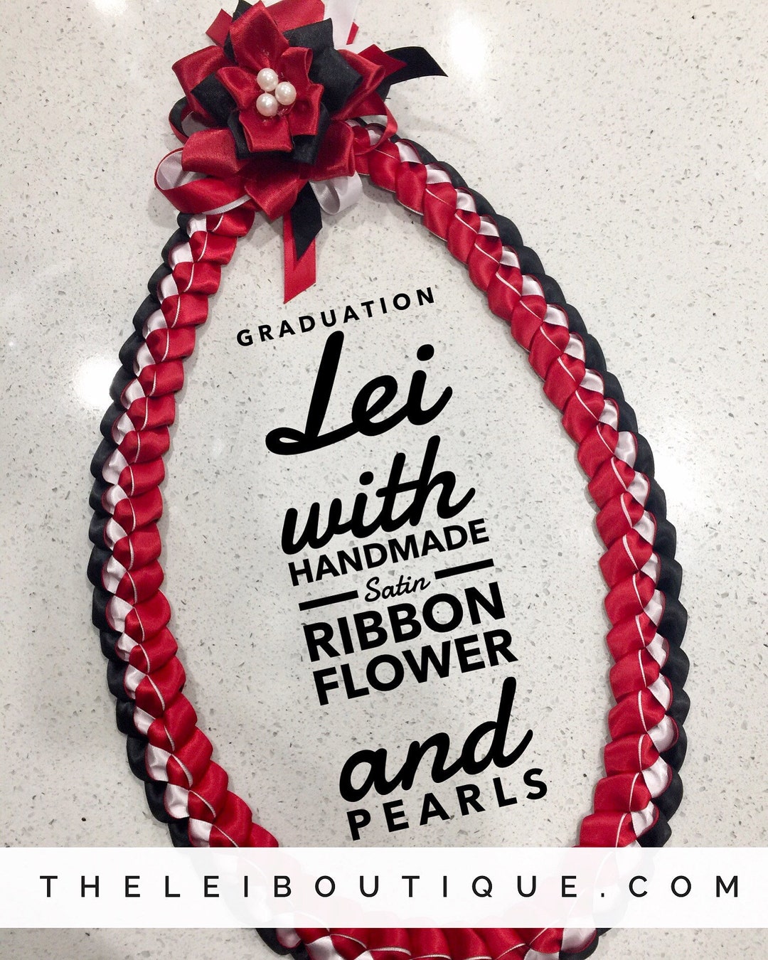 Graduation Lei With Handmade Satin Flower and Pearls Single Braided ...