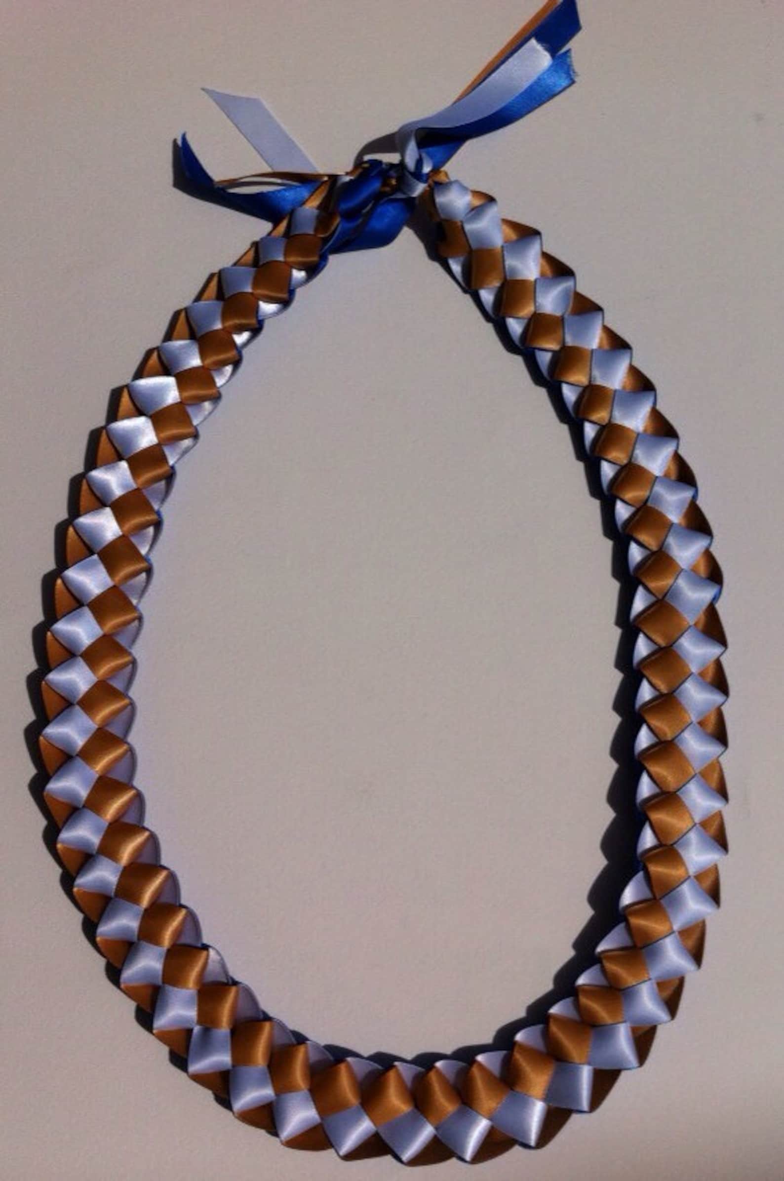 Graduation Lei Royal Blue White & Gold Lei Single Braided - Etsy