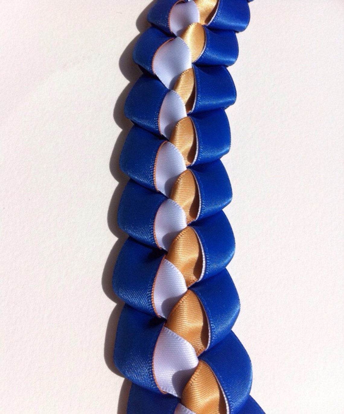 Graduation Lei Royal Blue White & Gold Lei Single Braided - Etsy