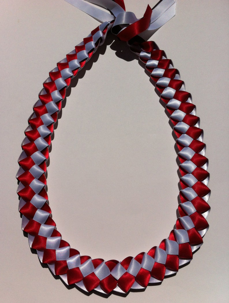 Graduation Lei Black Red White Lei Handmade Single Braided Etsy