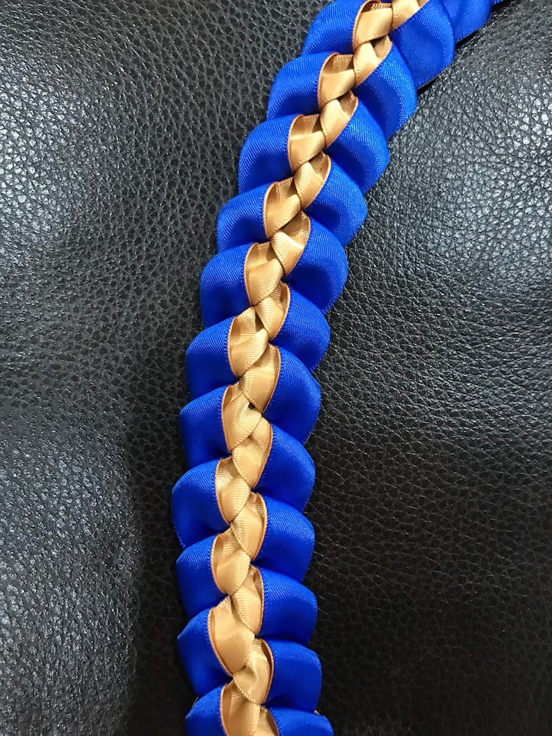 Graduation Lei Ribbon Lei Royal Blue and Gold Lei Single Braided Satin ...