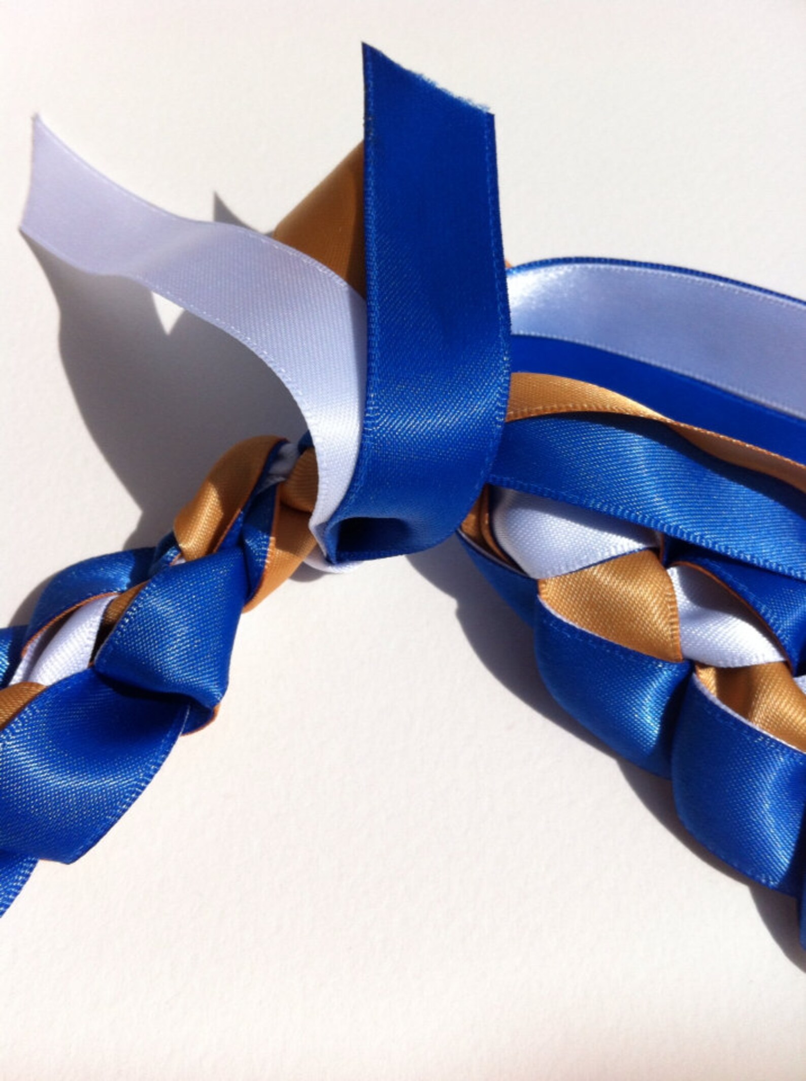 Graduation Lei Royal Blue White & Gold Lei Single Braided - Etsy