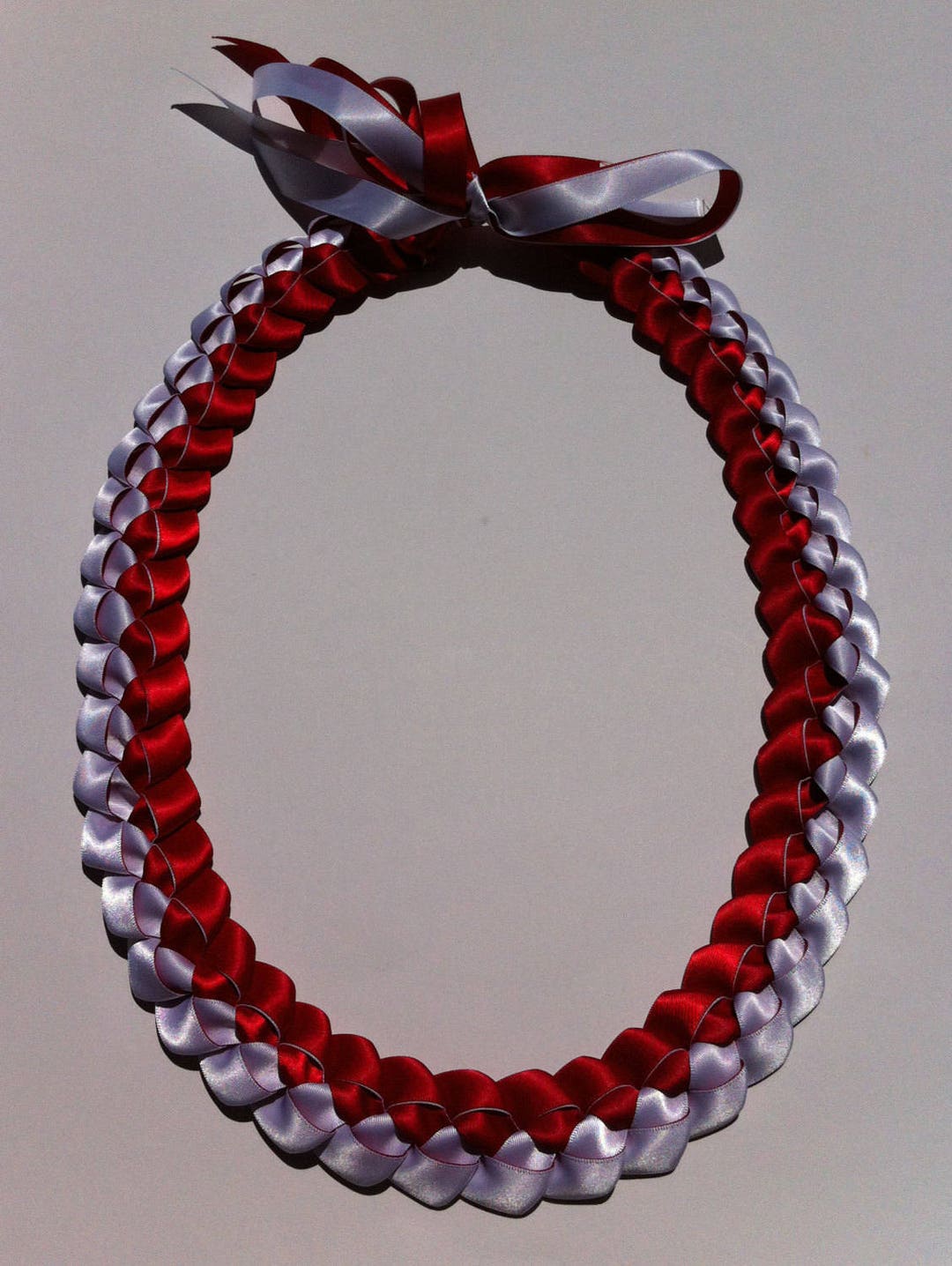 Graduation Lei Red & White Lei Single Braided Handmade With Satin ...