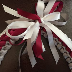 Graduation Lei The Maroon White Silver Lei Handmade Double | Etsy
