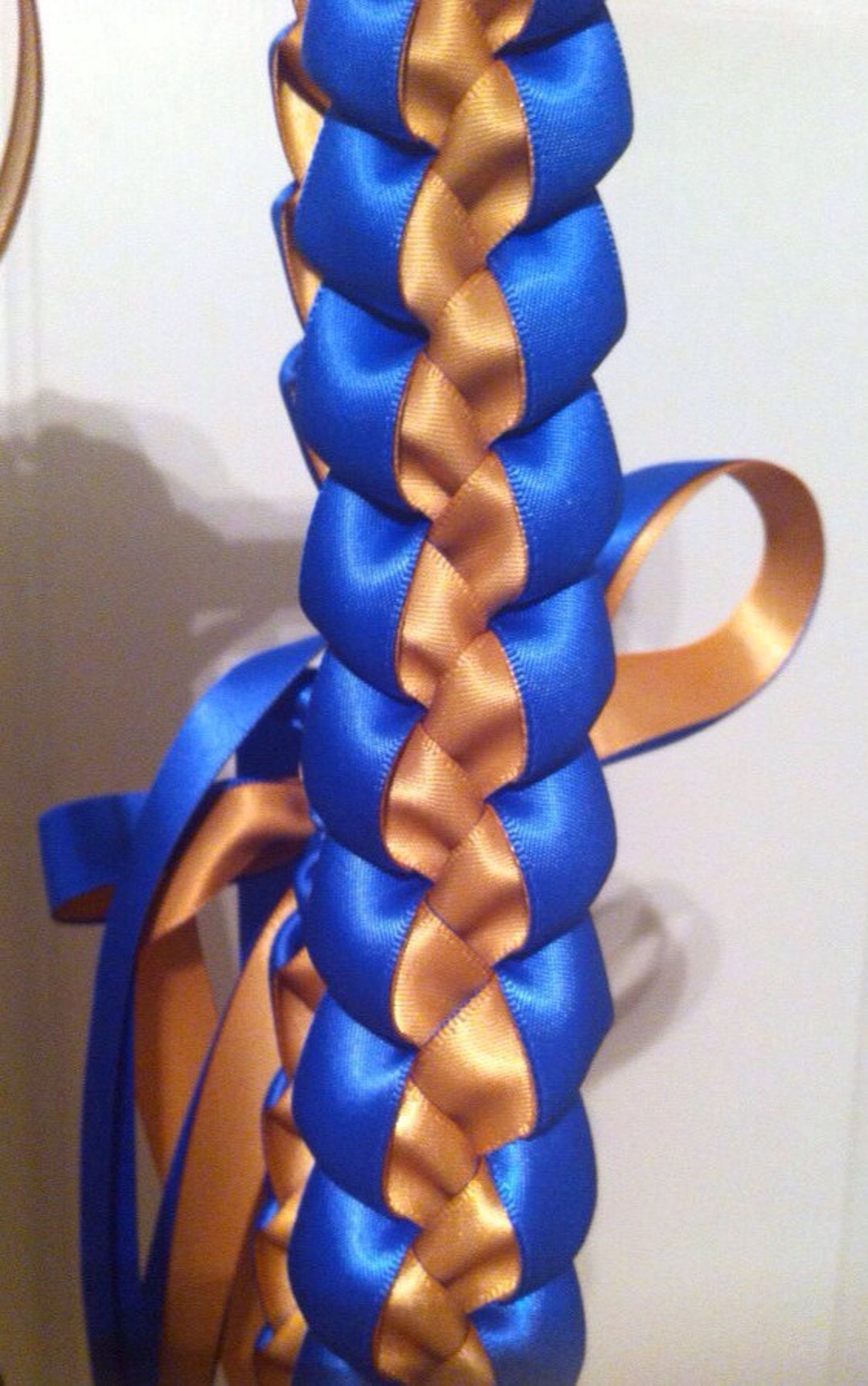 Graduation Lei Ribbon Lei Royal Blue and Gold Lei Single Braided Satin ...