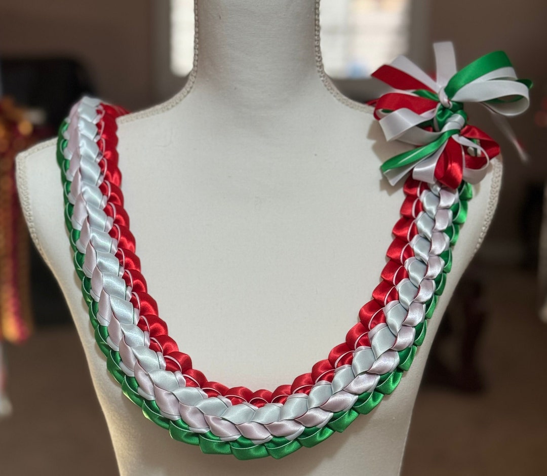 42" Graduation Mexican Lei Handmade Double Braided Lei With Satin ...