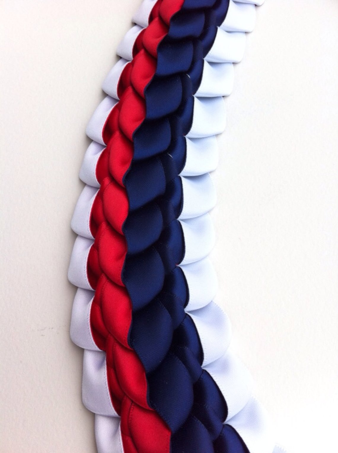 Graduation Lei Ribbon Lei Navy Blue Red White Lei Double - Etsy