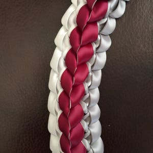 Graduation Lei The Maroon White Silver Lei Handmade Double | Etsy
