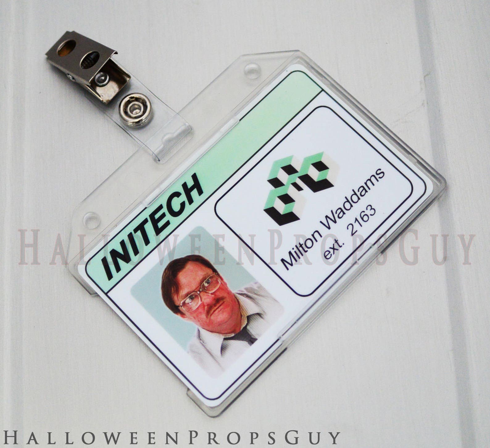 OFFICE SPACE Style Initech Pvc ID Card Replica W/ Rigid Holder & Clip Bill Lumberg, Peter ...
