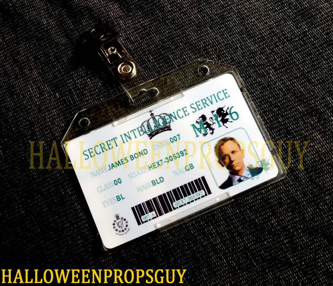007 James Bond Style Pvc Id Card Badge W/ Rigid Holder & Clip Daniel ...