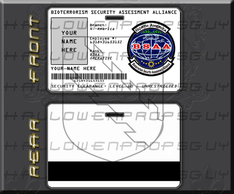Resident Evil Style BSAA Custom ID Card Printed on Hico - Etsy