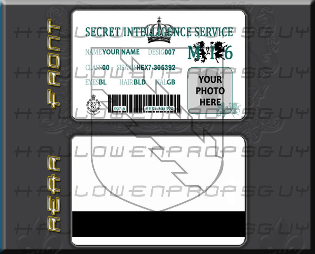 007 James BOND Style Custom ID Card Printed on Hico Magstripe Card ...