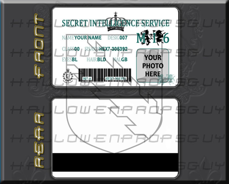 007 James BOND Style Custom ID Card Printed on Hico Magstripe - Etsy