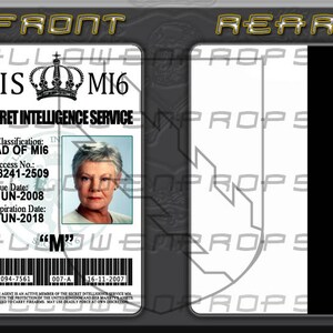007 James Bond Style Pvc Id Card Badge James Bond or m Made in USA - Etsy