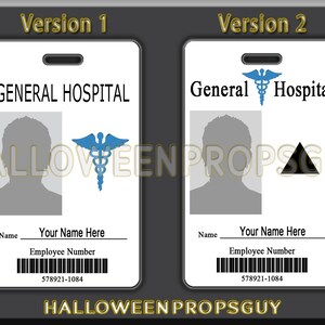 General Hospital Style PVC ID Card Prop Replica With Clip Custom ...