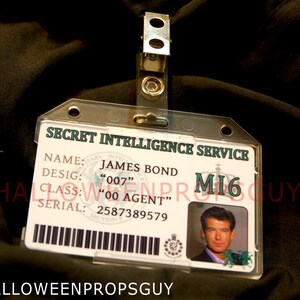 007 James Bond Style Pvc Id Card Badge W/ Rigid Holder & Clip Pierce ...