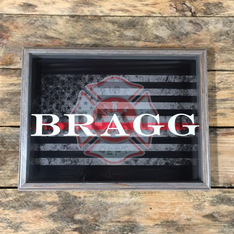 Personalized Thin Red Line Shadow Box With Flag and Maltese - Etsy