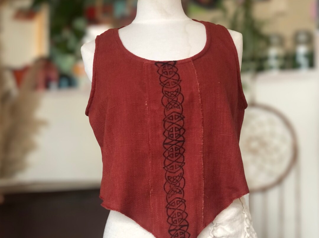 Hand Block Print, Earthy Style, Natural Handmade Top, Hand, Open Back ...