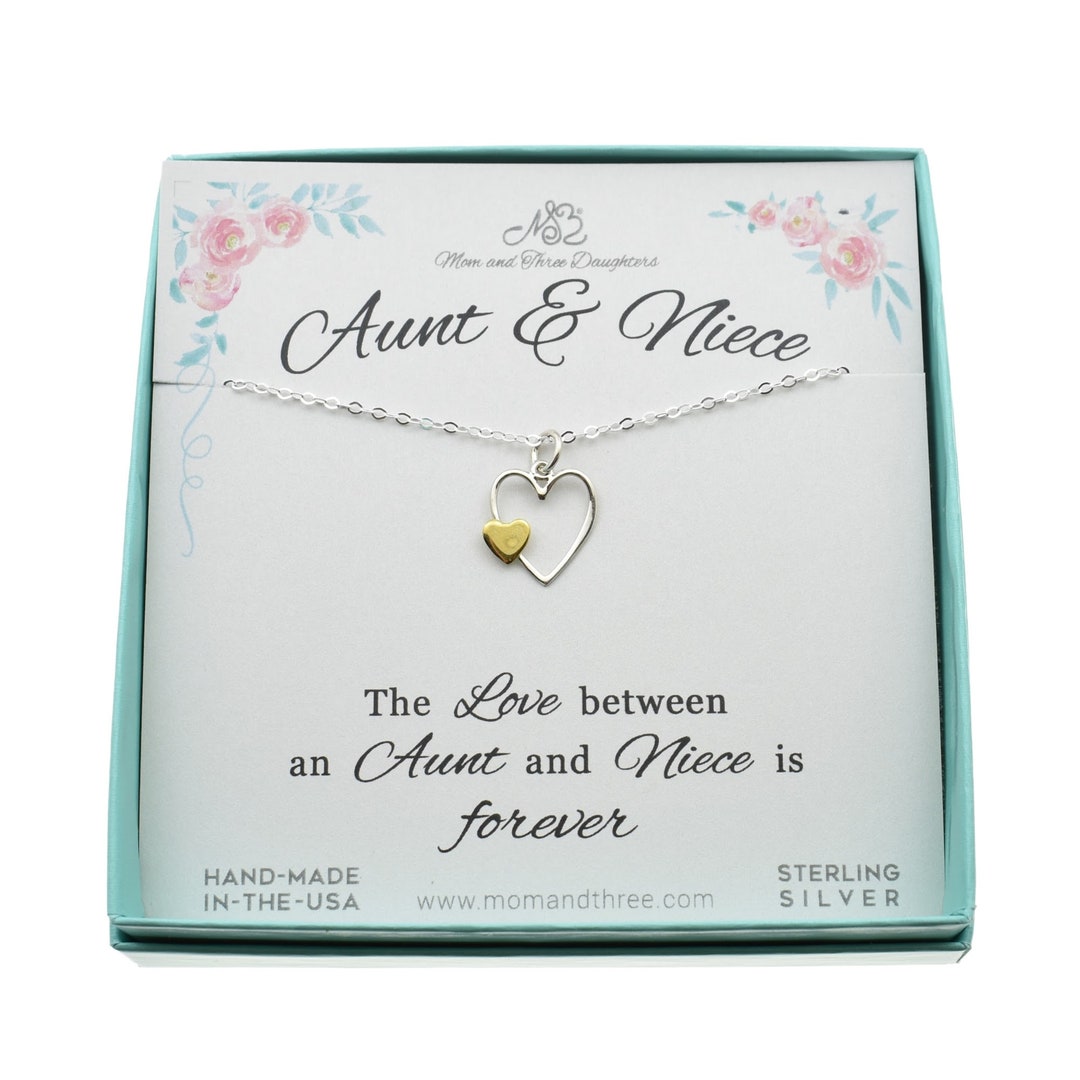 Aunt Niece Heart Necklace: Sterling Silver & Bronze Charm - Etsy