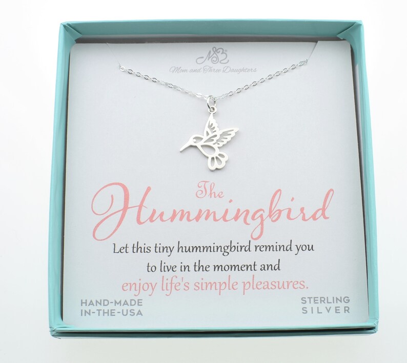 Hummingbird charm pendant with a personalized birthstone and | Etsy