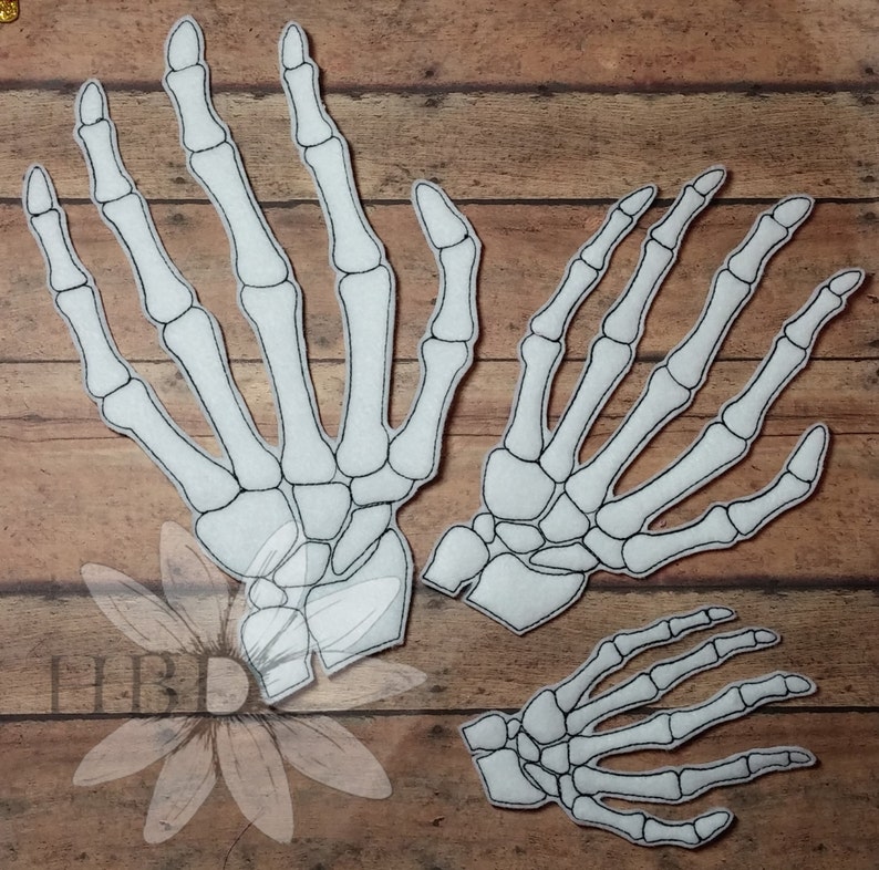 Skelly Hand Large Machine Embroidery Design- FOUR Different Sizes! - Etsy