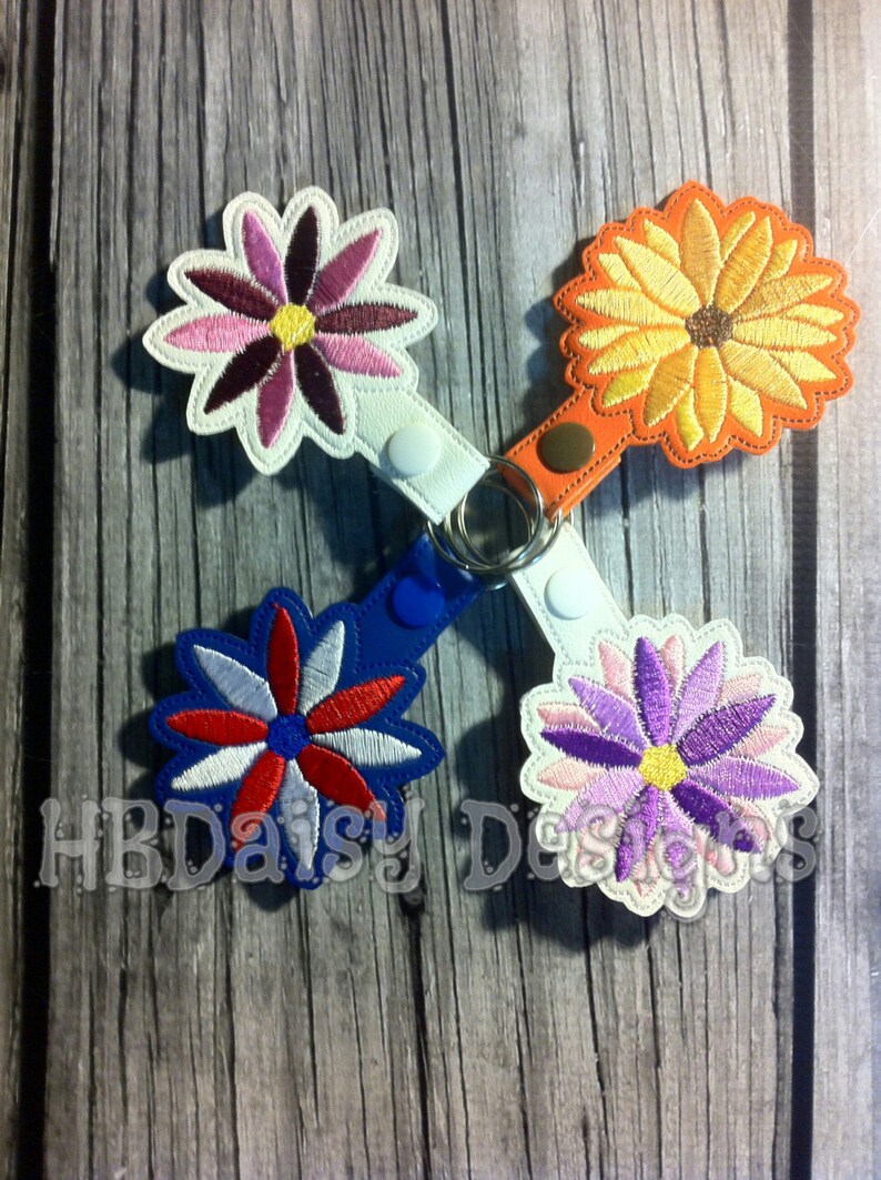 Daisy Key Fob Digital Embroidery Design Two and Three Layer Petal ...