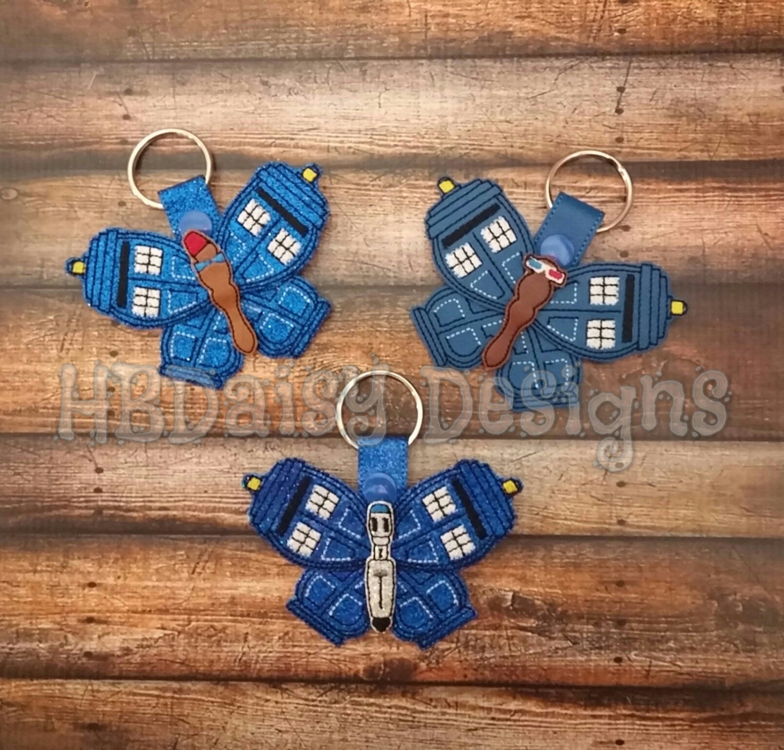 Police Box Butterfly Fob Digital Embroidery Design With Three Body ...