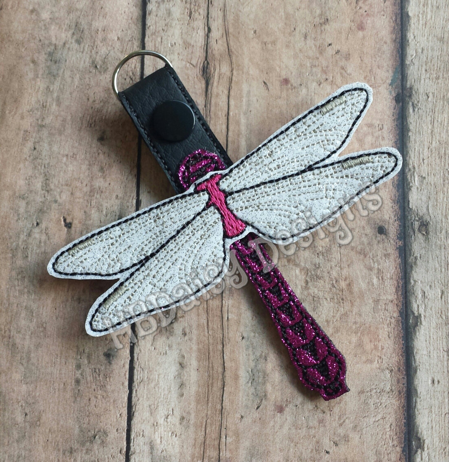 Dragonfly Key Fob Digital Embroidery Design - Etsy