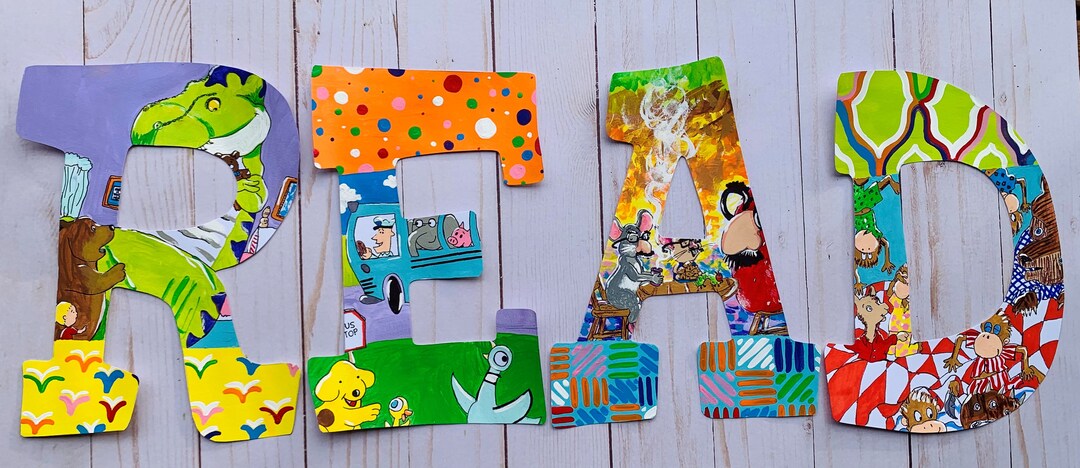 Storybook Laminated READ Letters -- Set of 4 - Etsy