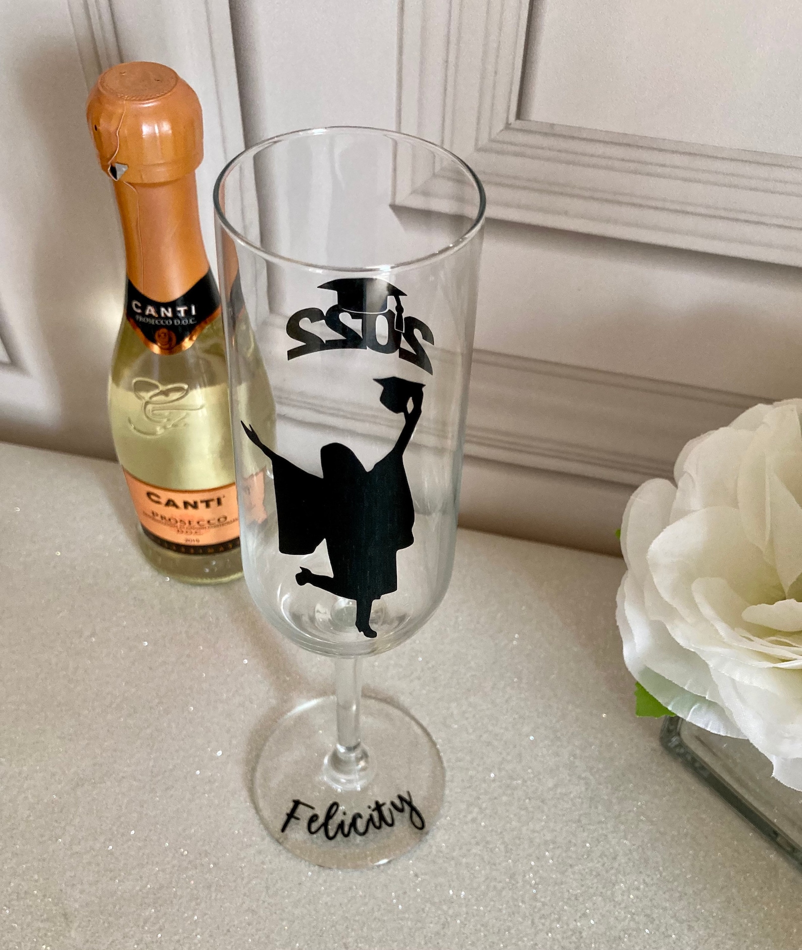 Personalised Graduation Champagne Glass. Class of 2025, Keepsake Gift ...