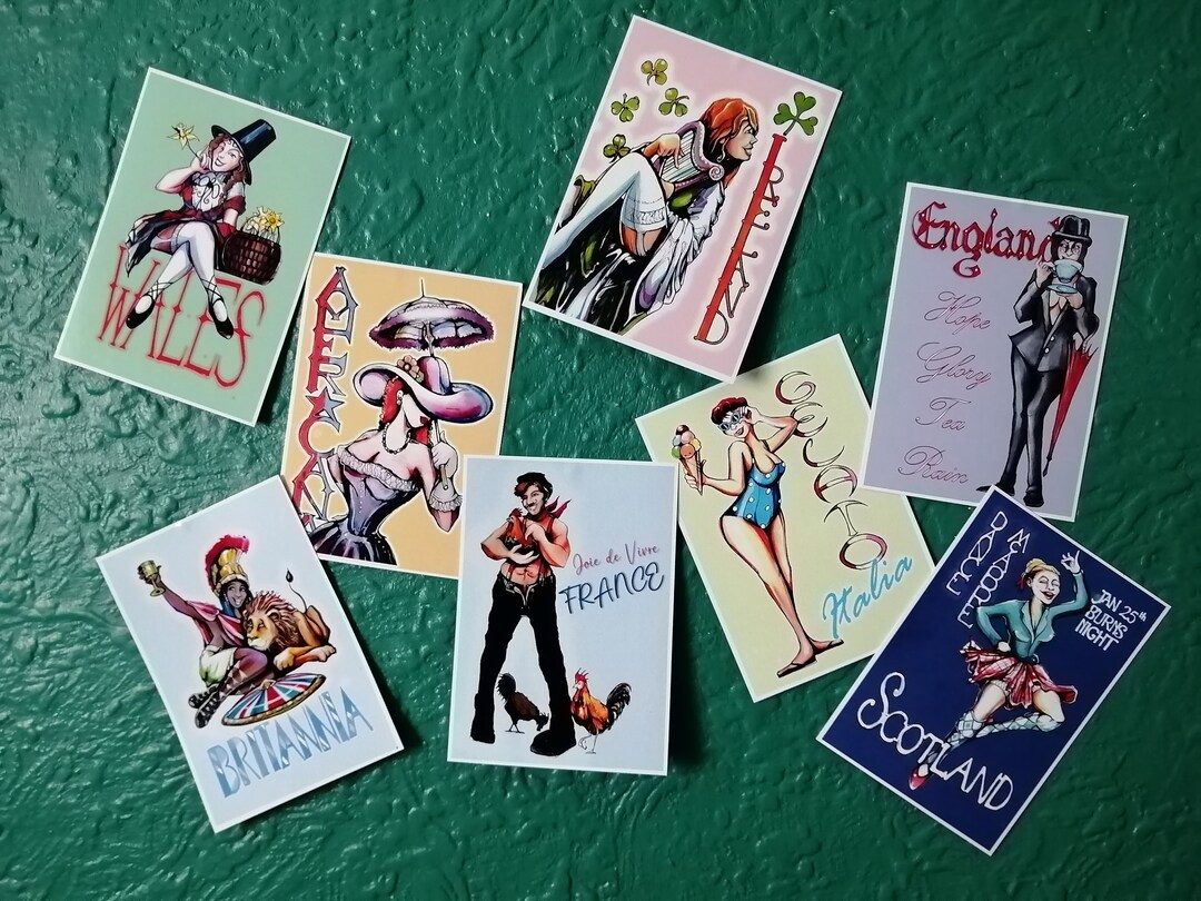 Bargain 8x Pinup Postcards Home Decor Art Deco Postcards Welsh Postcard ...