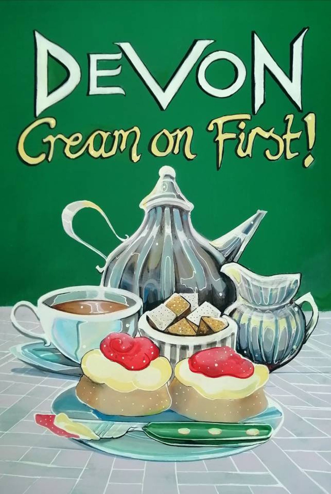 Devon - Cream on First! Hand Painted Devon Artwork - Devon Nostalgia ...