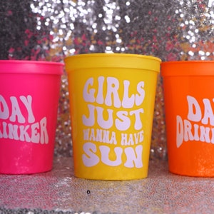 DAY DRINKER Groovy Cups for Bachelorette Party, Spring Break, Girls ...