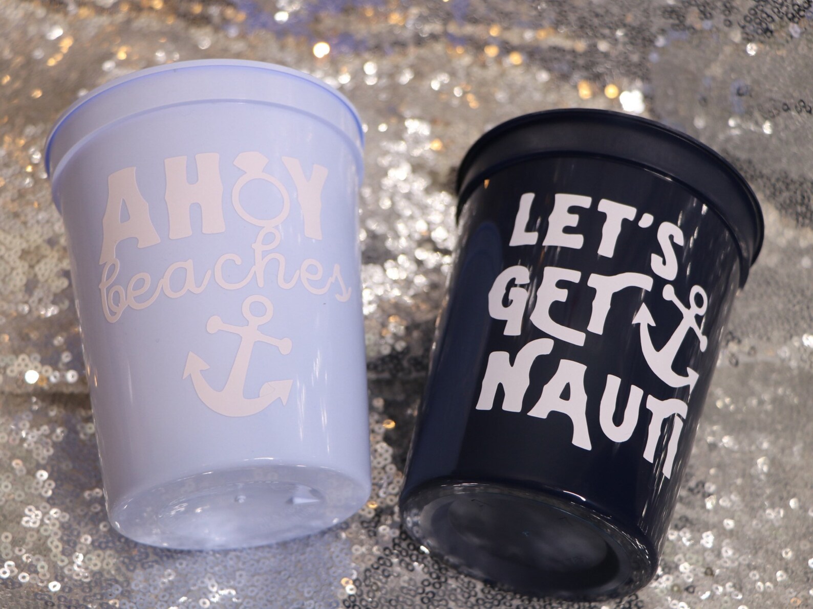 AHOY BEACHES Nauti Cups for Nautical Bachelorette Party Under - Etsy