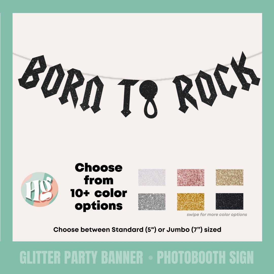 BORN TO ROCK Banner for Emo Punk Rock Alternative Baby Shower, Rockstar ...