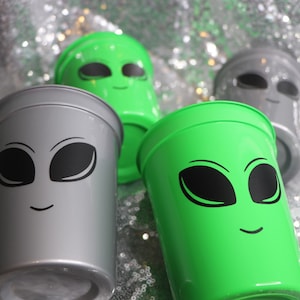 Alien Outer Space Party Cups | Galactic Bash, Space Cowgirl Bash ...