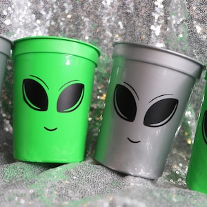 Alien Outer Space Party Cups | Galactic Bash, Space Cowgirl Bash ...