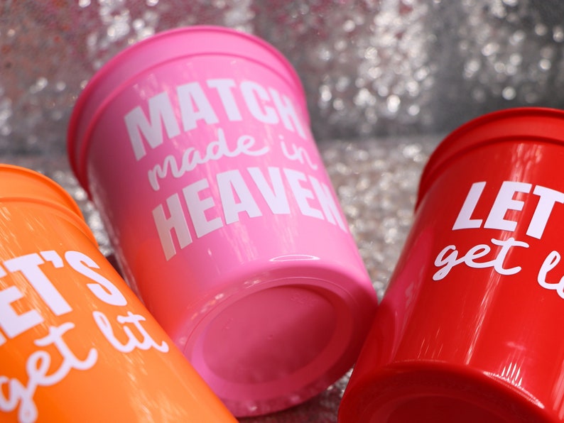 MATCH MADE in HEAVEN Get Lit Cups for Bachelorette Party | Bride on ...
