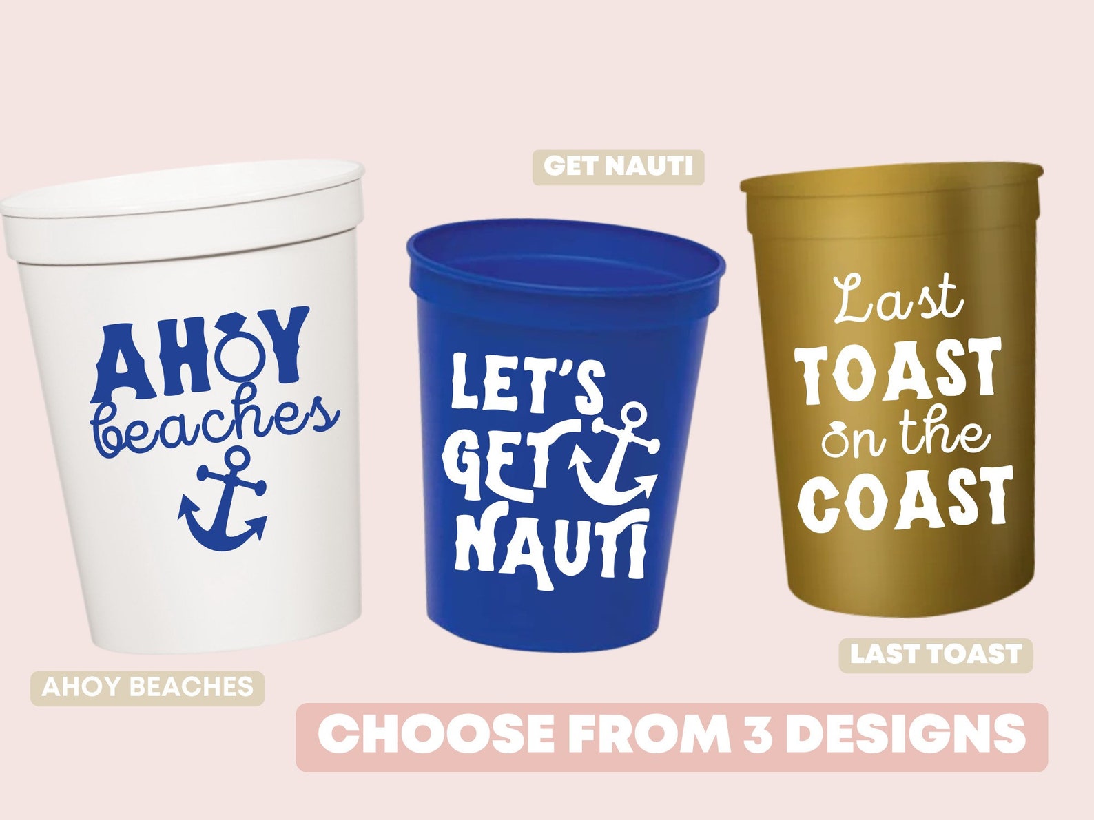 Nautical Theme Stadium Cups for Bachelorette Party | Anchor Theme ...