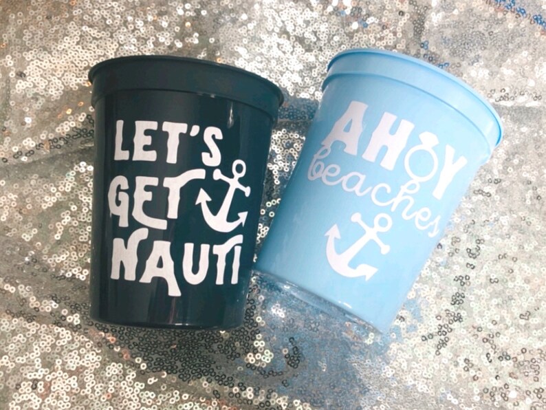 AHOY BEACHES Nauti Cups for Nautical Bachelorette Party Under - Etsy