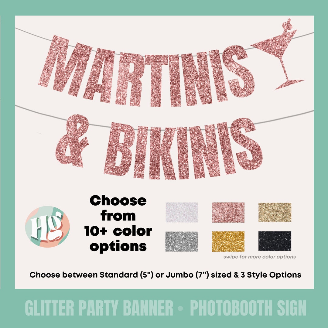 MARTINIS AND BIKINIS Banner for Bachelorette Party | Martinis Before ...